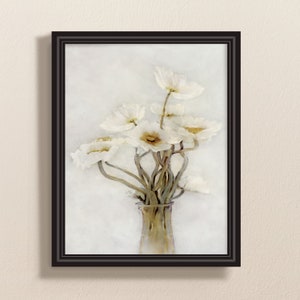 Muted Floral Art, Flower Prints, White Botanical Art, Printable Wall ...