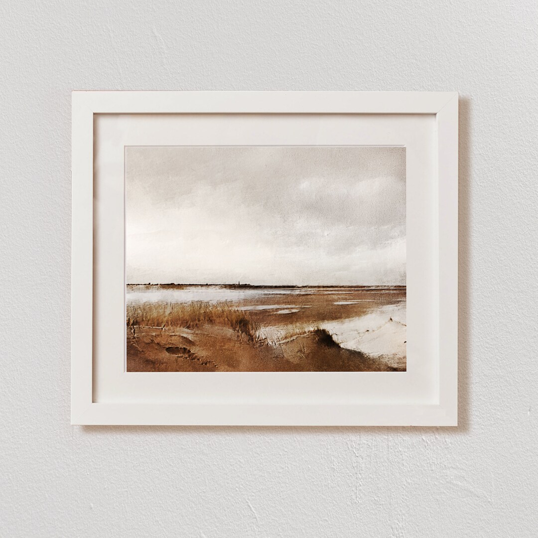 Coastal Seaside Painting Muted Landscape Moody Wall Art - Etsy