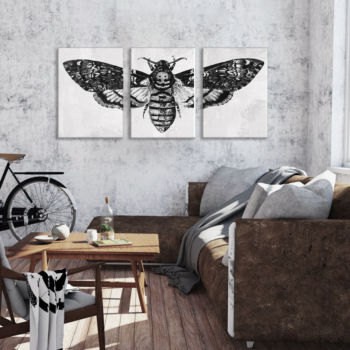 Death Moth Wall Art Set of 3 Prints Black Butterfly Art - Etsy