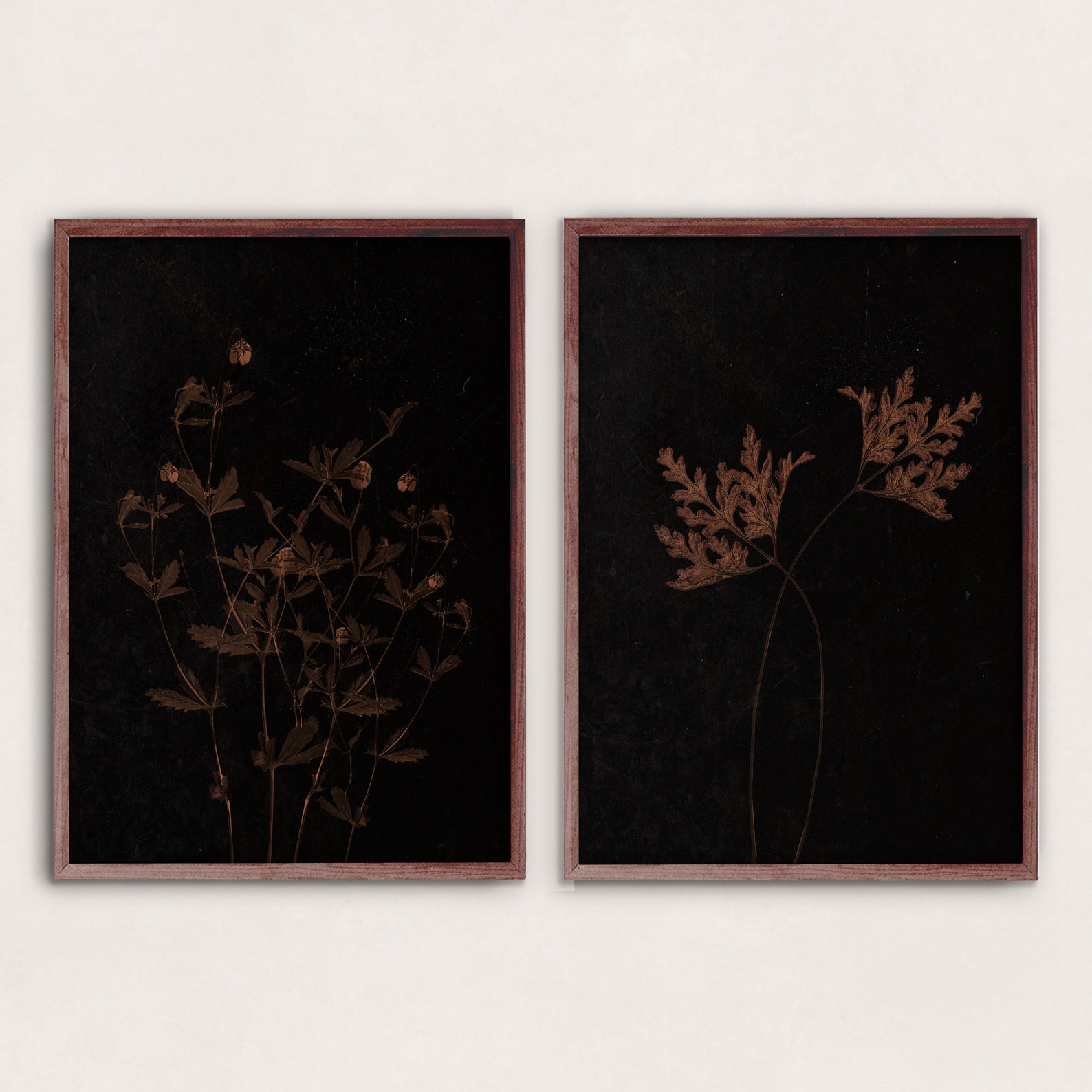 Black Botanical Print Fern Wall Art Dark Botanical Print - Etsy