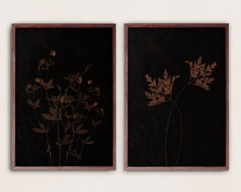 Gothic Botanical Art Prints, Dark Cottagecore Decor, Pressed Flowers ...