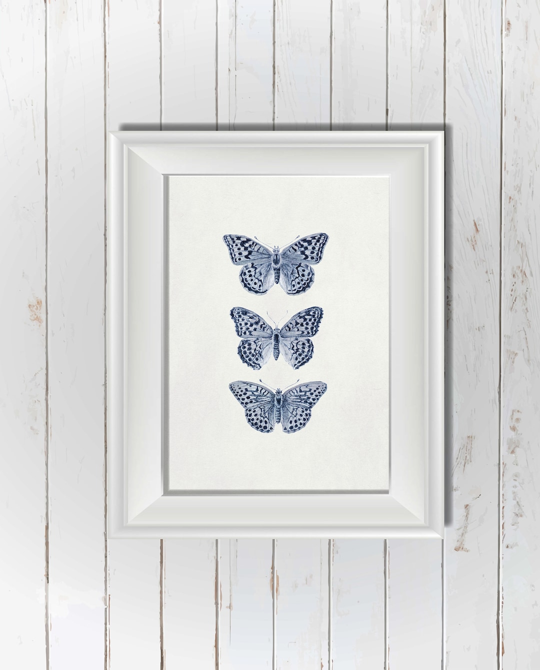 Butterfly Print, Navy Blue Wall Art, Downloadable Prints, Vintage ...