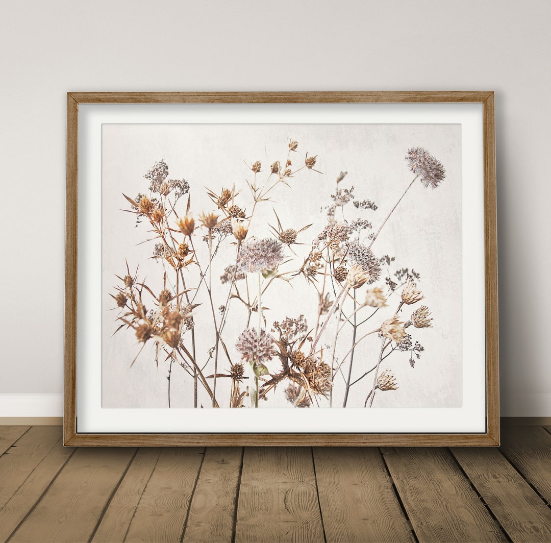 Thistle Botanical Print: Beige Wildflower Wall Art (digital Print) - Etsy