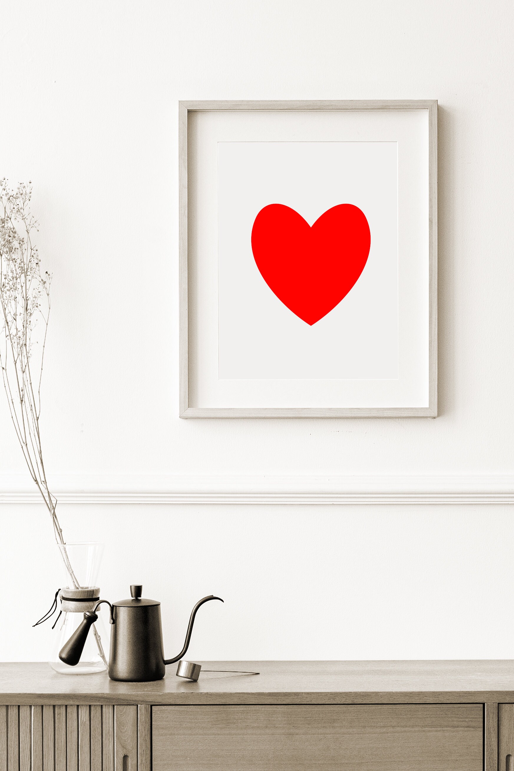 Red Heart Poster Red Heart Print Love Wall Art Heart Print | Etsy