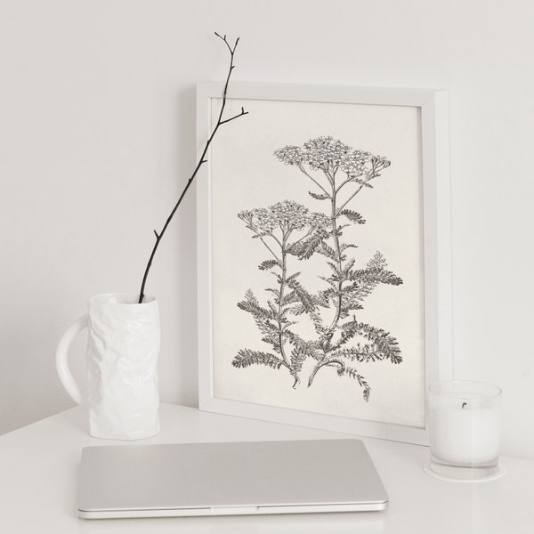 Black and White Floral Poster - Etsy