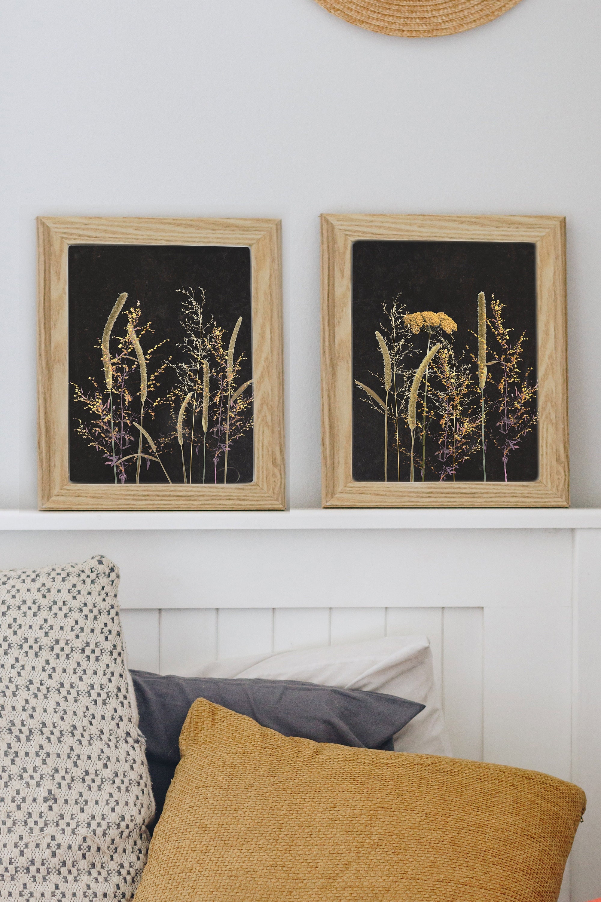 Botanical Print Black Dark Botanical Print 2 Piece Wall Art - Etsy