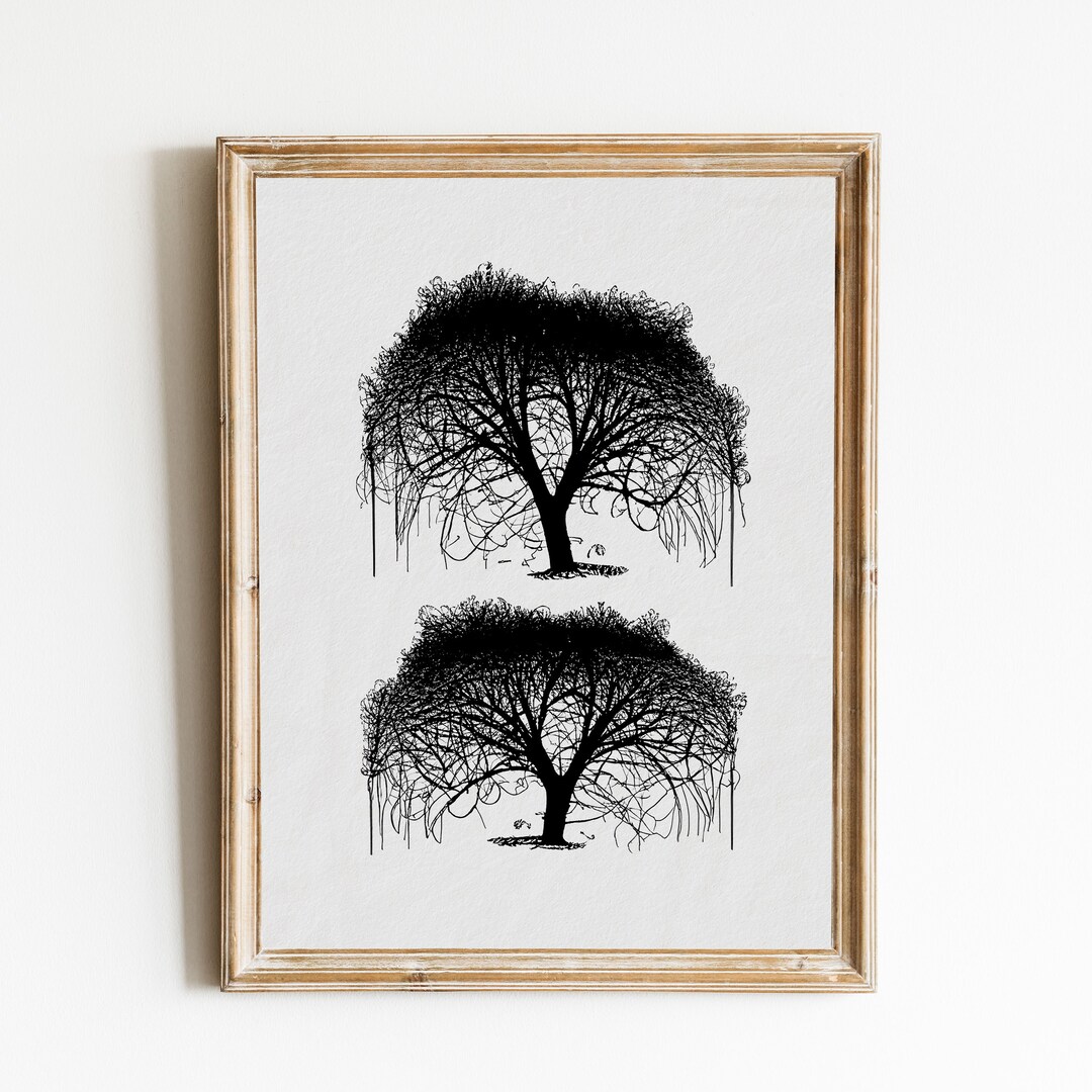 Black and White Tree Print, Minimalist Tree Wall Art, Digital Print ...