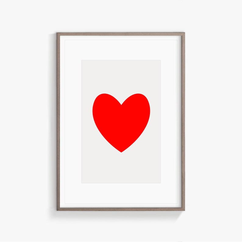 Red Heart Poster Red Heart Print Love Wall Art Heart Print - Etsy