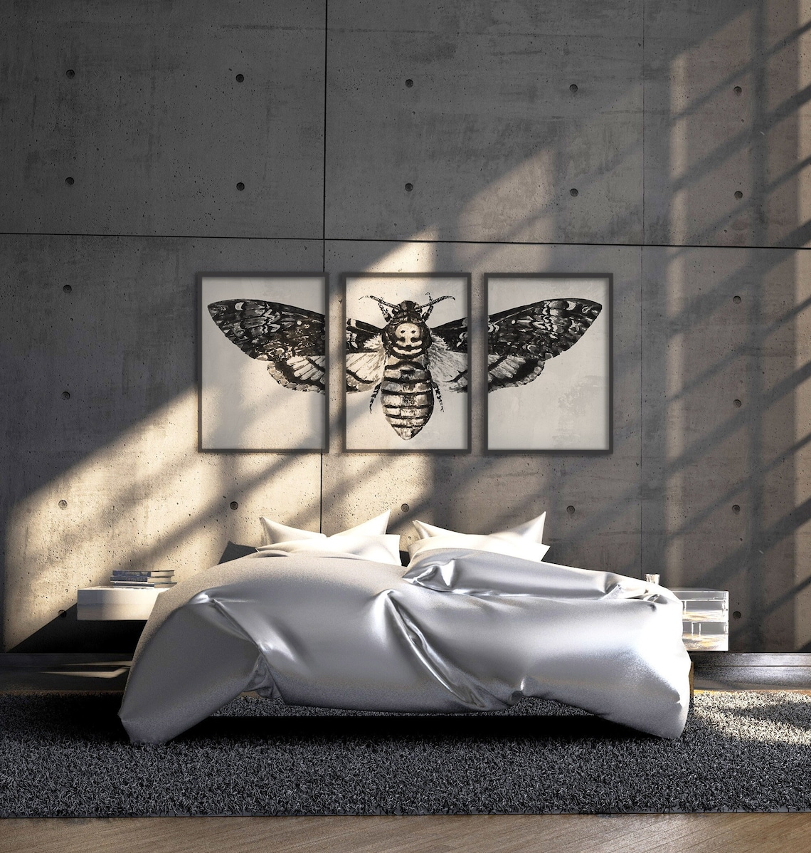 Death Moth Wall Art Set of 3 Prints Black Butterfly Art - Etsy