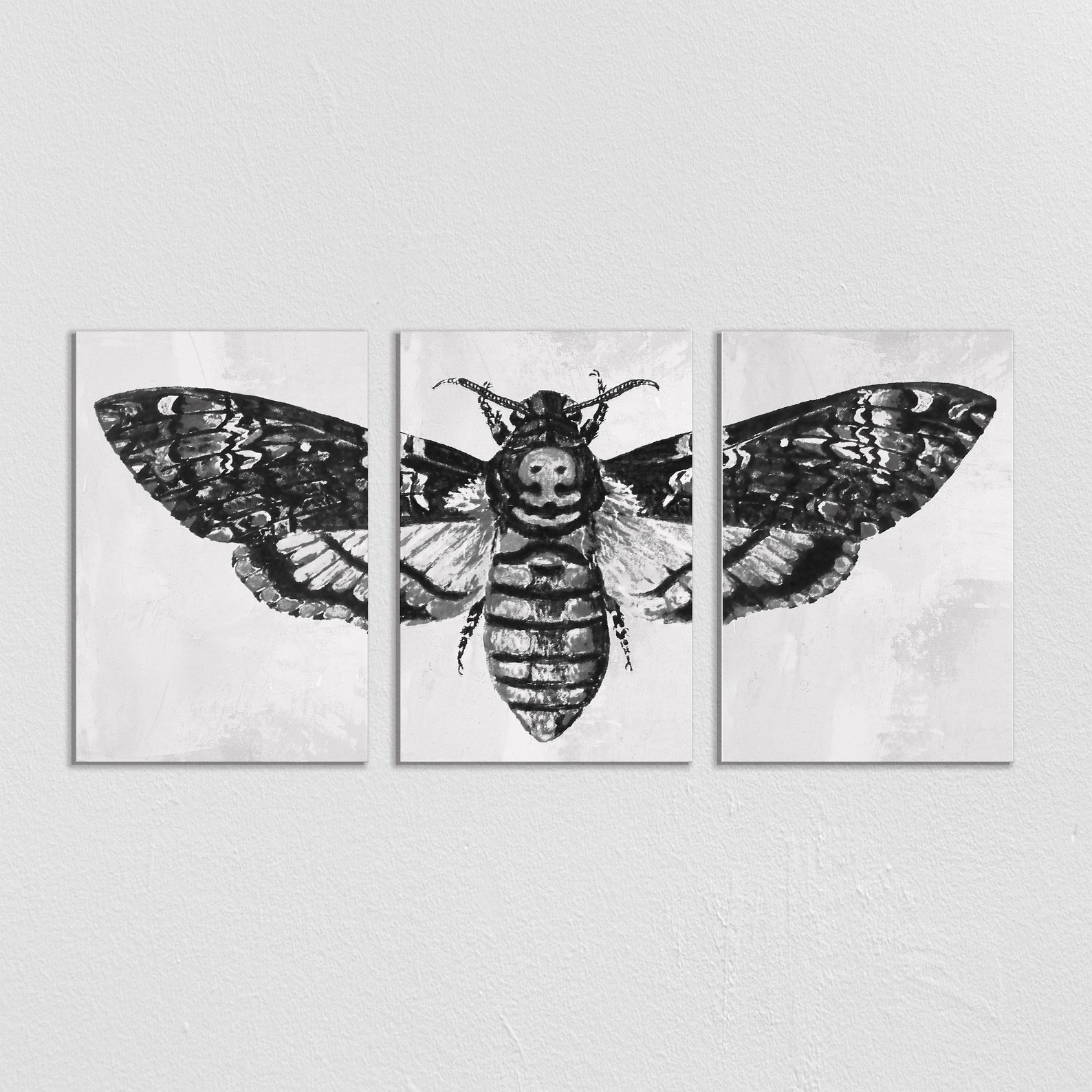 Death Moth Wall Art Set of 3 Prints Black Butterfly Art - Etsy