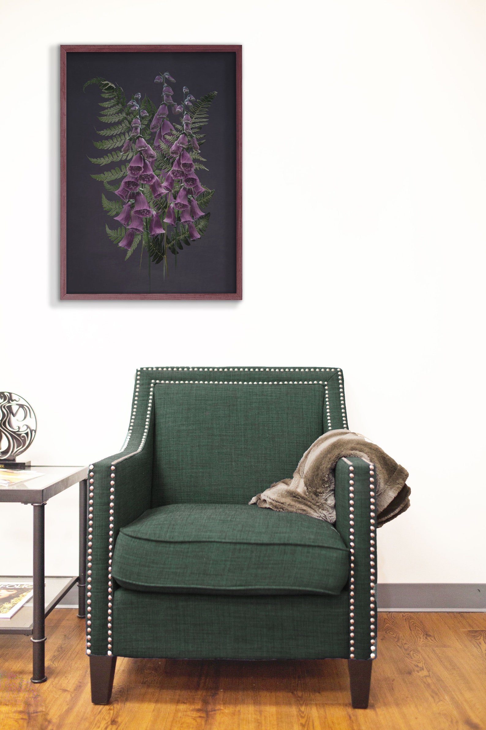 Black background botanical print dark botanical prints black | Etsy