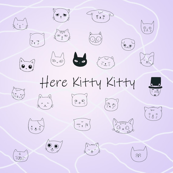 Cute Hand Drawn Cat Face Doodle Digital Download Svg Png Eps | Etsy