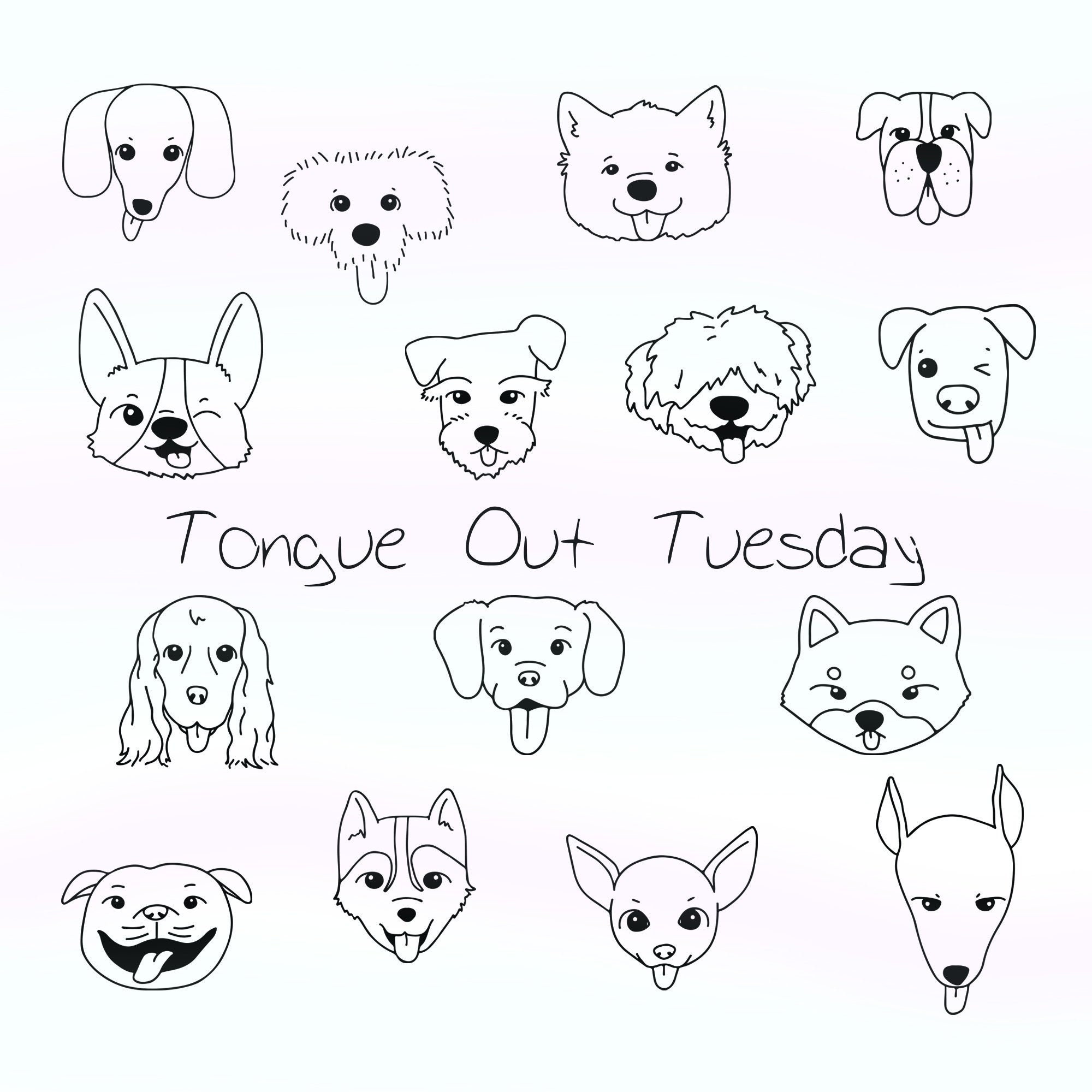 Cute Hand Drawn Tongue Out Dogs Doodle Digital Download Svg Png Eps Pdf ...