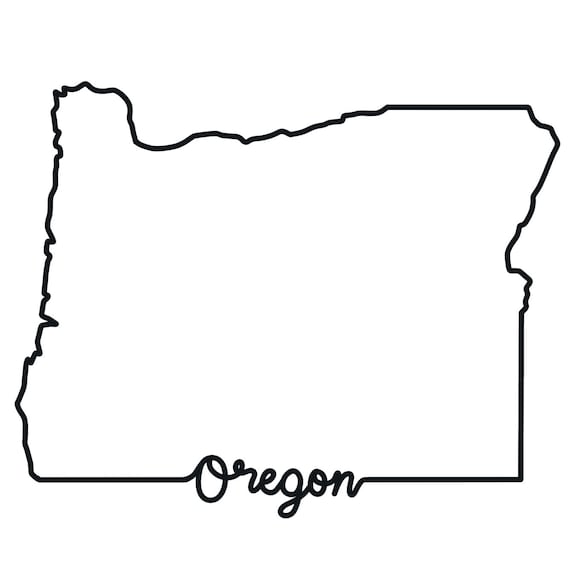 Oregon Outline With Cursive Writing Instant Download Pdf Eps - Etsy