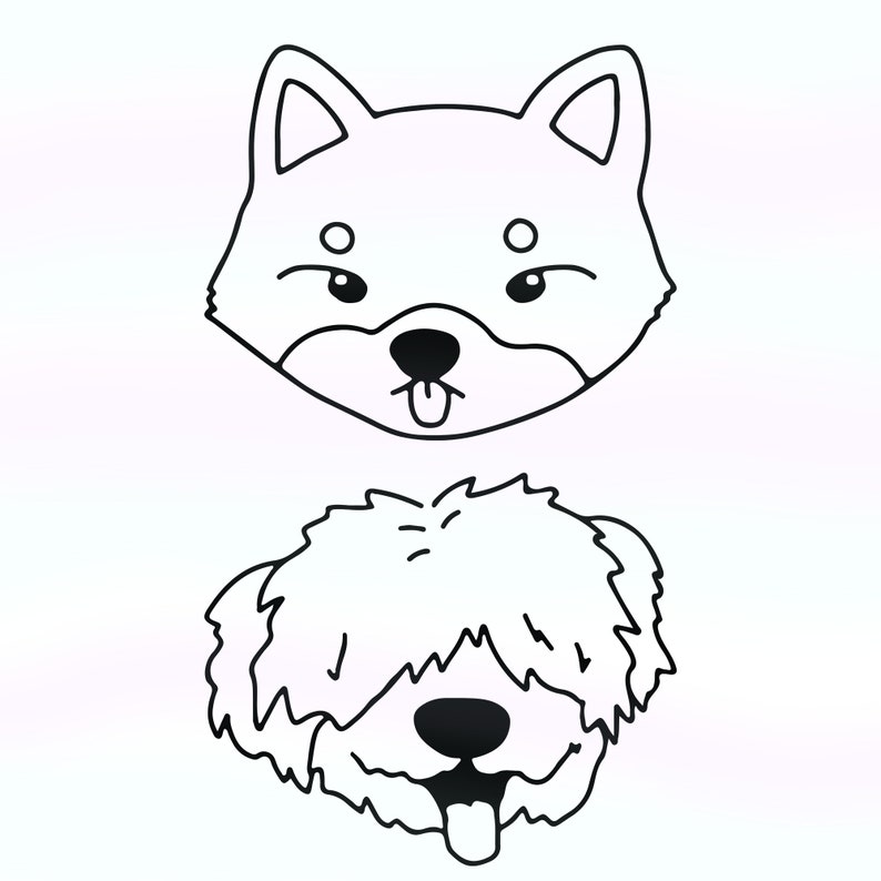 Cute Hand Drawn Tongue Out Dogs Doodle Digital Download Svg Png Eps Pdf ...