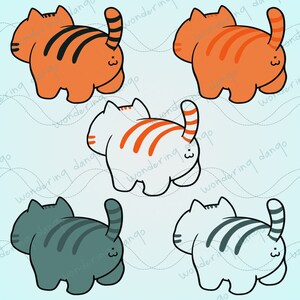 Cute Hand Drawn Cat Show off Butt in Various Colors and Patterns Doodle ...
