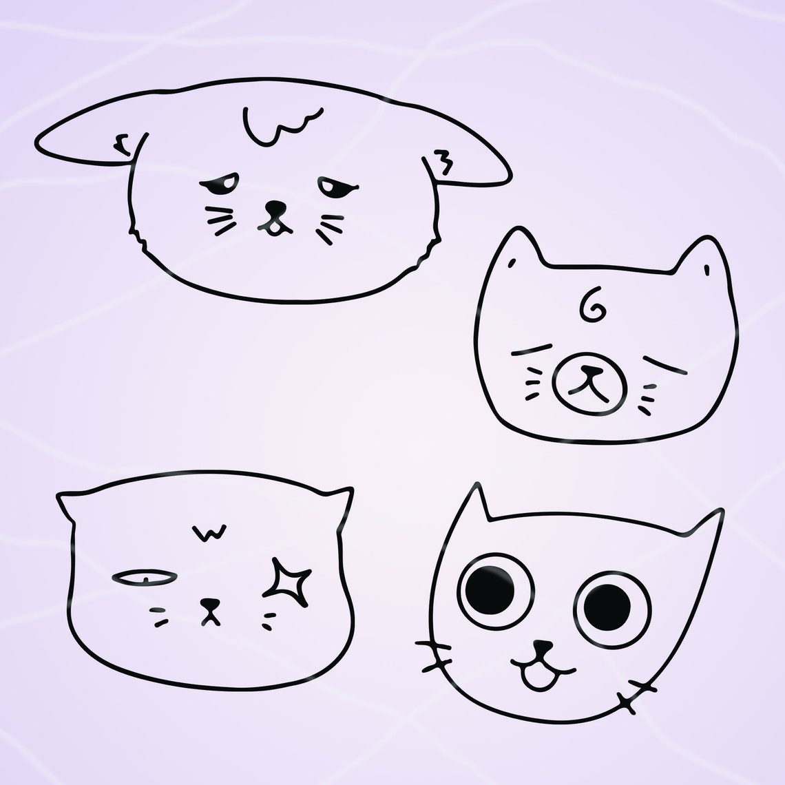 Cute Hand Drawn Cat Face Doodle Digital Download Svg Png Eps Pdf - Etsy