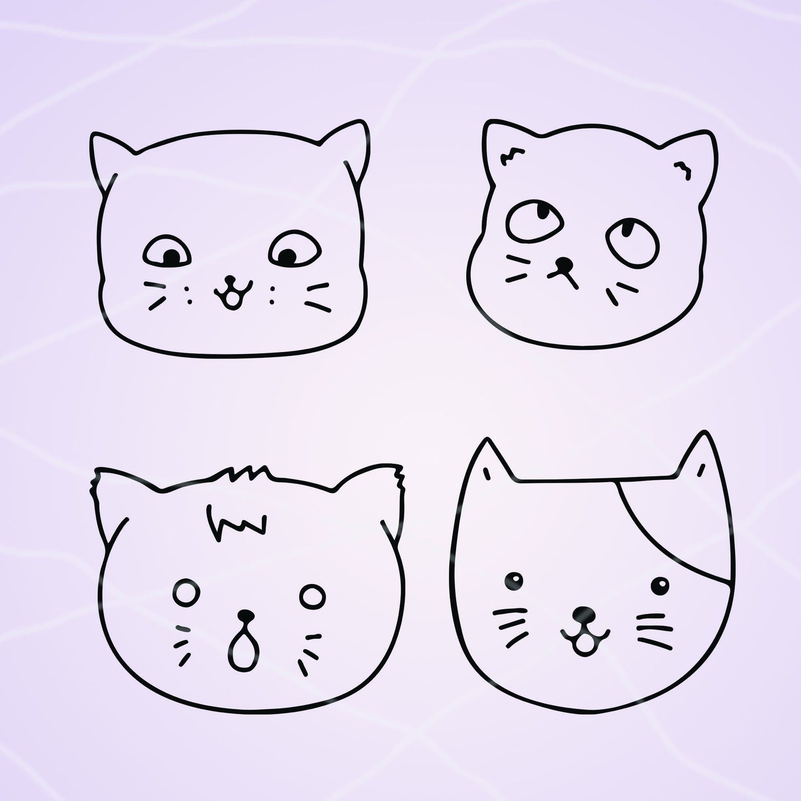 Cute Hand Drawn Cat Face Doodle Digital Download Svg Png Eps Pdf - Etsy
