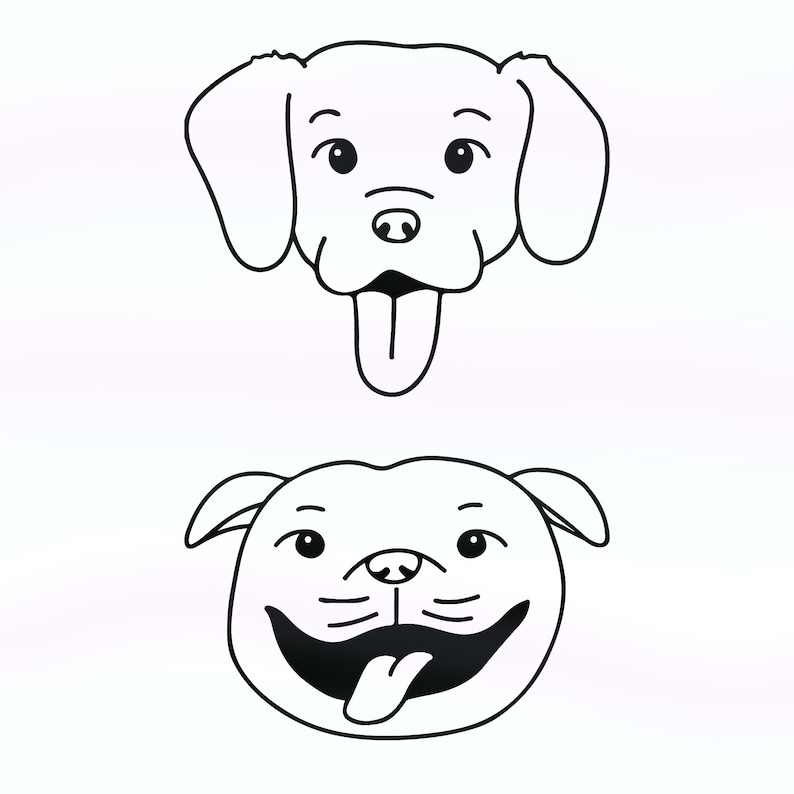 Cute Hand Drawn Tongue Out Dogs Doodle Digital Download Svg Png Eps Pdf ...