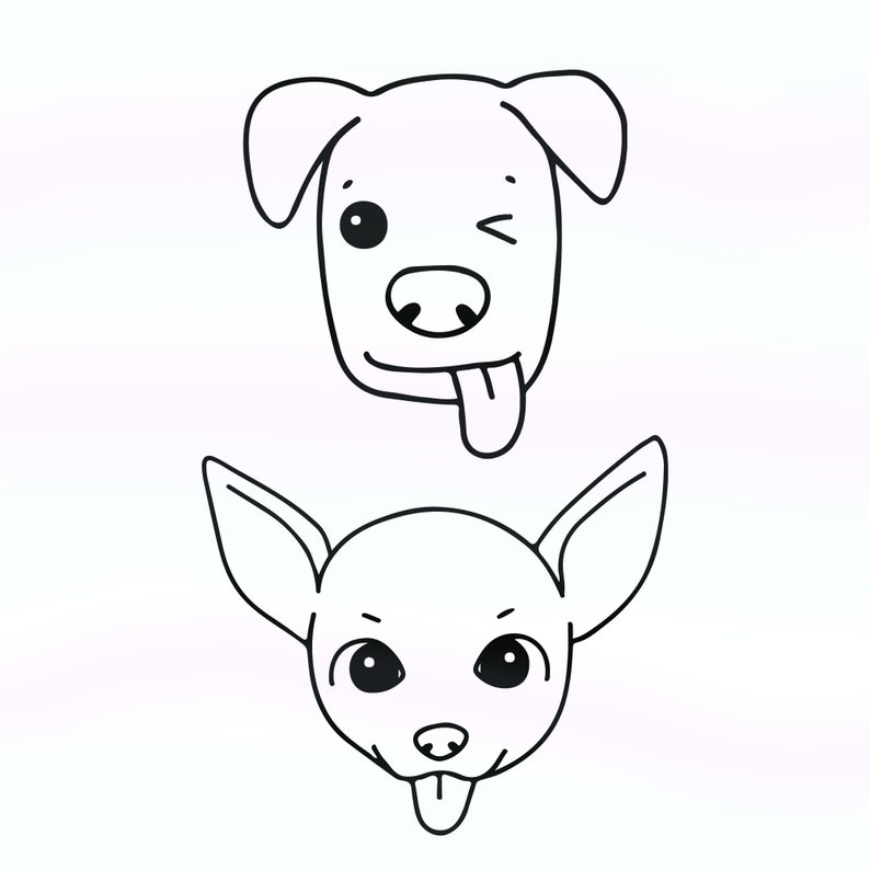 Cute Hand Drawn Tongue Out Dogs Doodle Digital Download Svg Png Eps Pdf ...