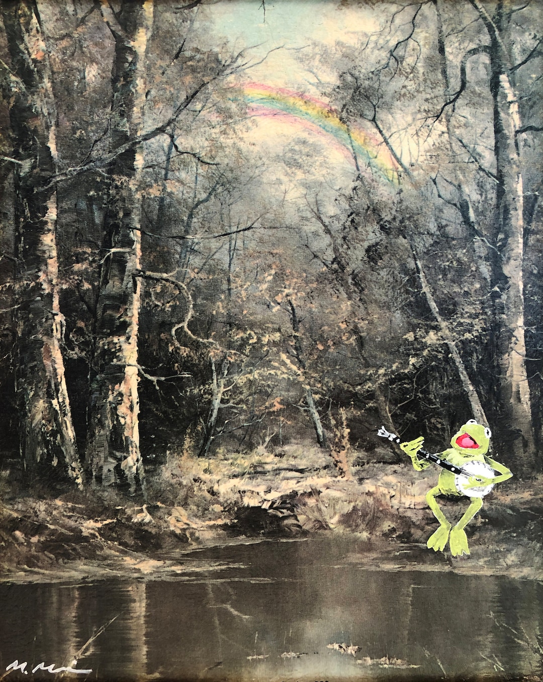 Kermit Rainbow Connection Muppets Fine Art Print of Original Hand ...