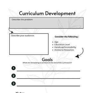 Curriculum Development Worksheet - Etsy