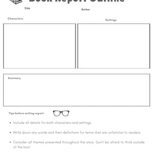 Back to School Book Report Outline - Etsy