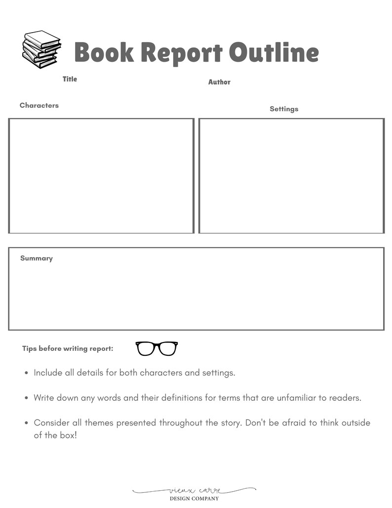 Back to School Book Report Outline - Etsy