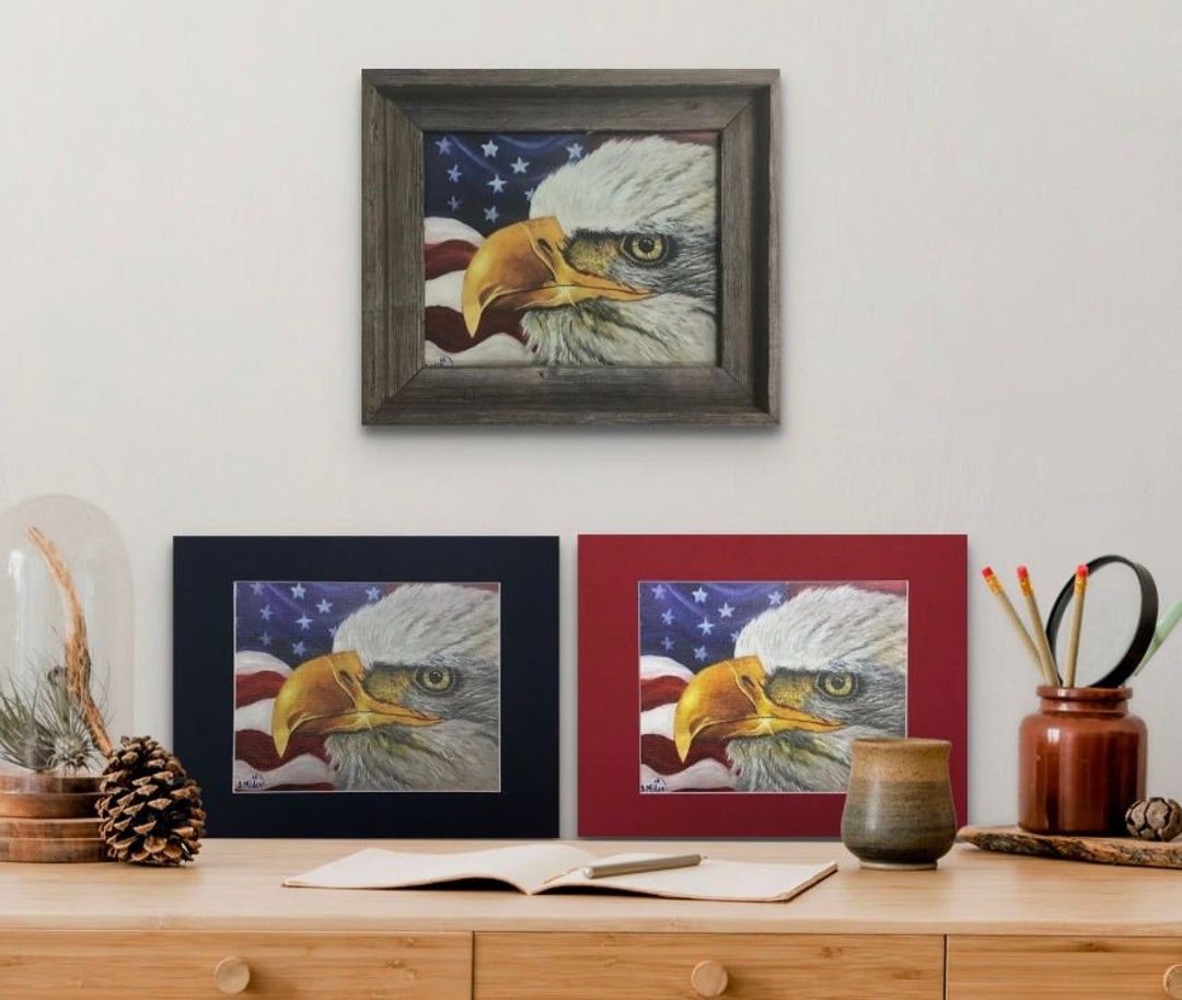 Eagle and American Flag Giclee Print, Patriotic Art, Gift for Veteran ...