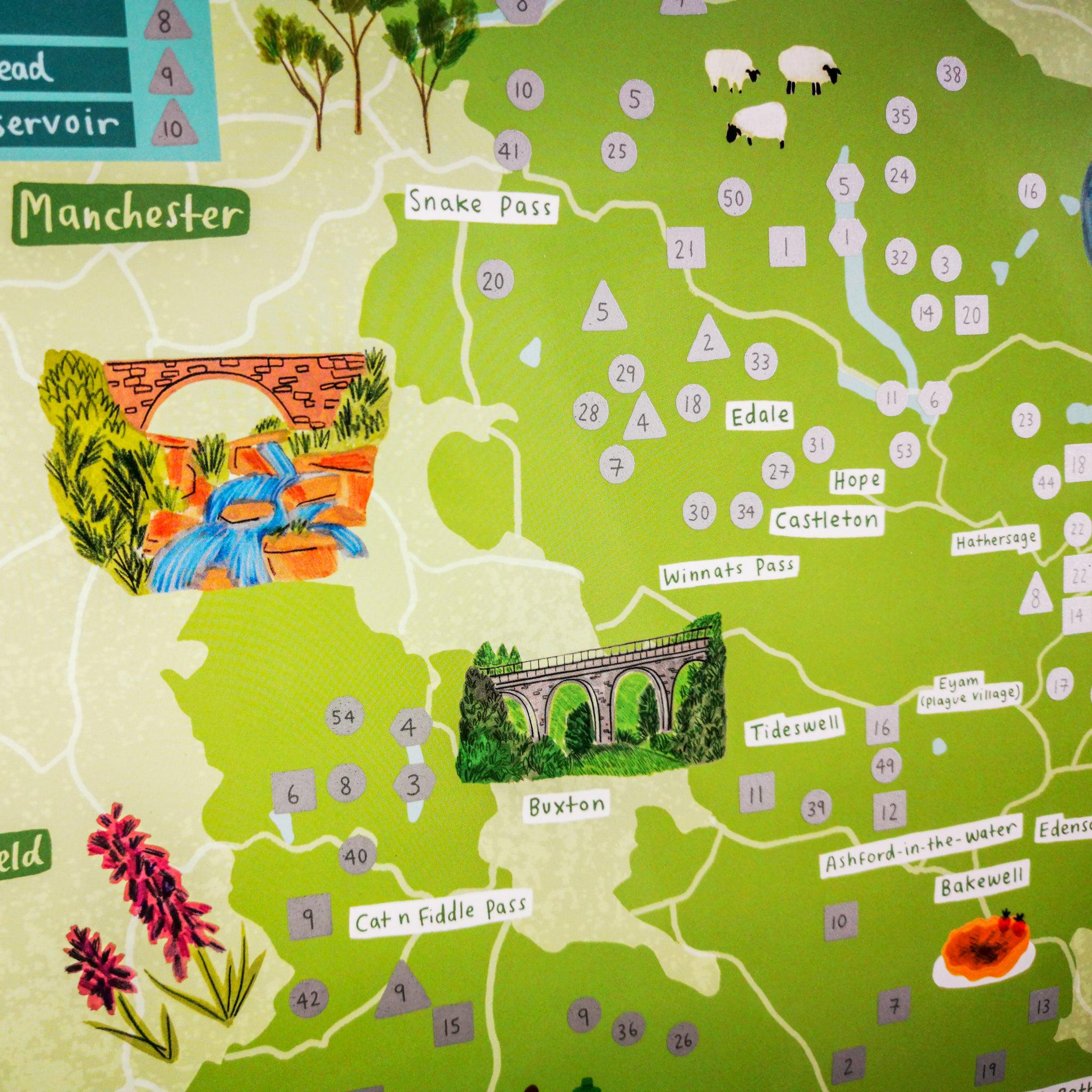 Peak District Map Scratch off Poster - Etsy UK
