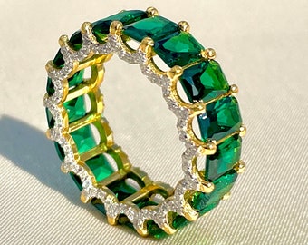 Emerald Eternity Ring, Eternity Ring, Minimalist Emerald Band ...