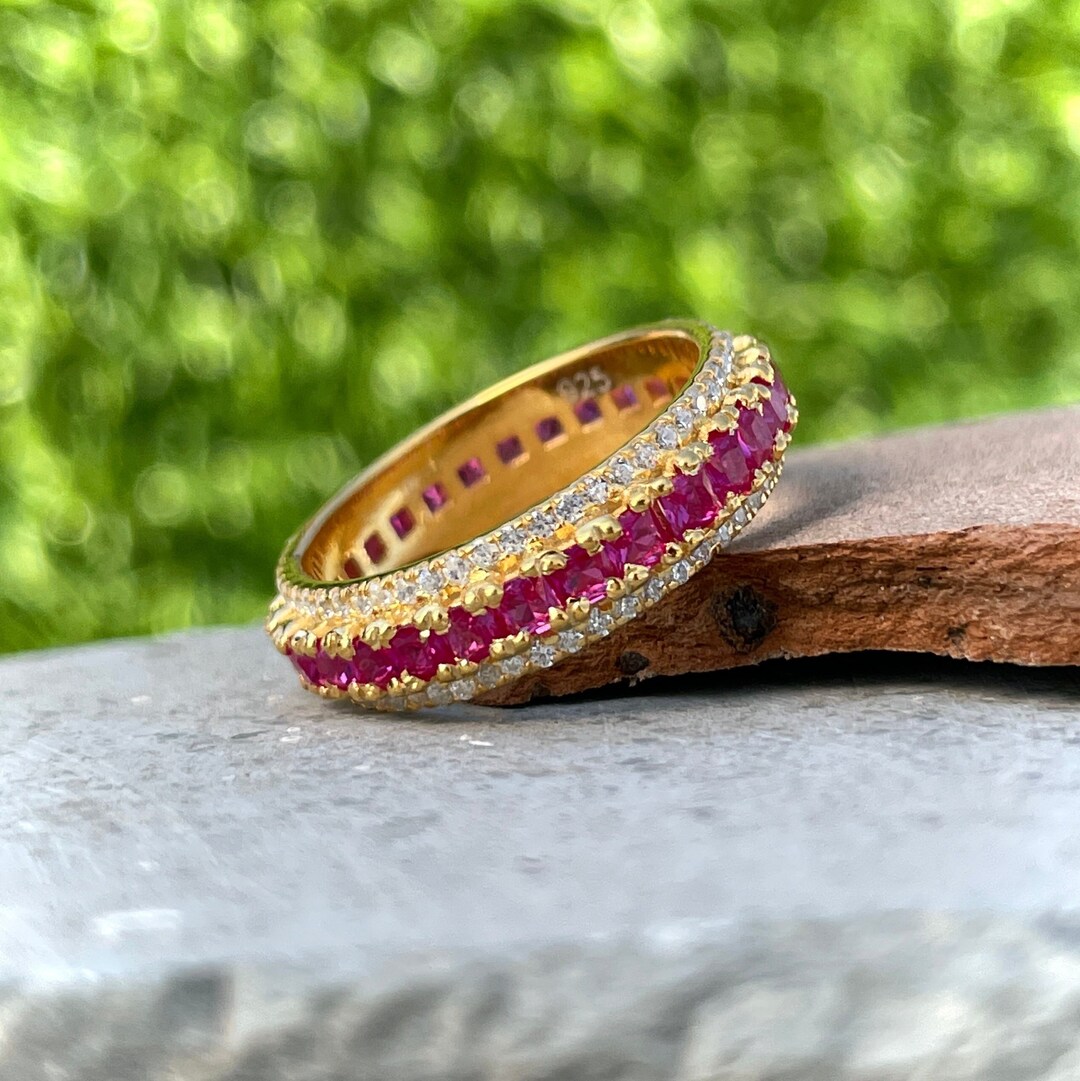 Pink Tourmaline Eternity Ring, Full Eternity Ring, Pink Gemstone Ring ...