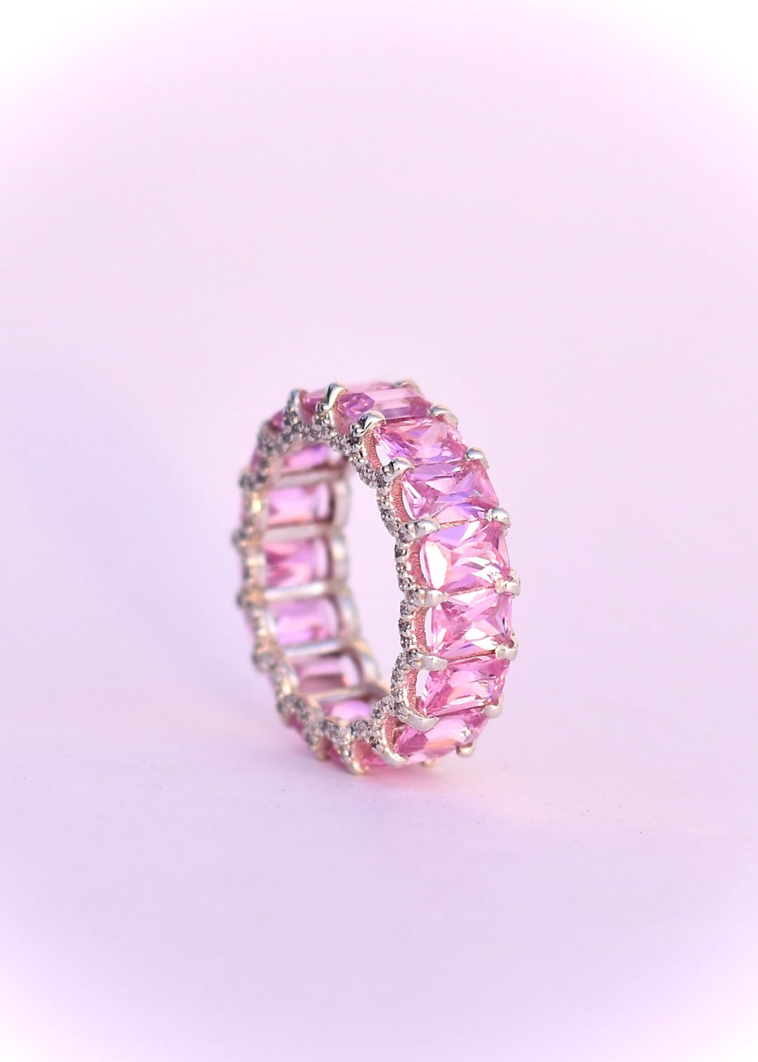 Pink Sapphire Eternity, Pink Eternity Ring, Gift Idea, Birthstone Ring ...