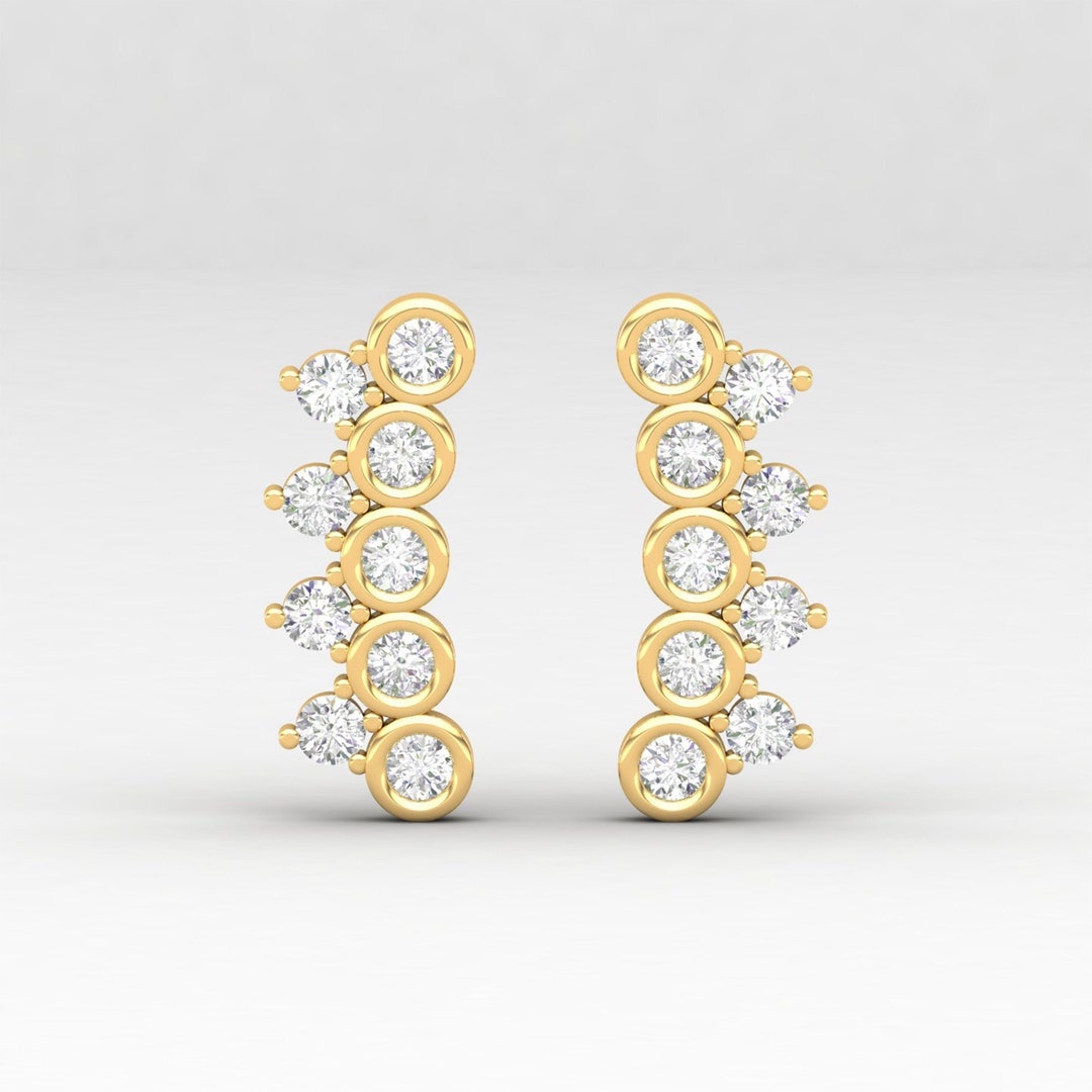 Diamond Ear Crawler, Diamond Cartilage Earring, Diamond Ear Climber ...