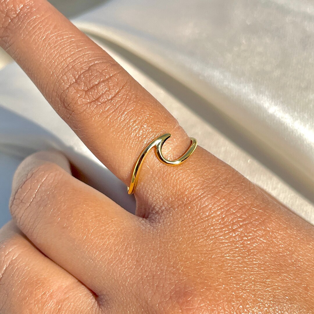 Dainty Sea Wave Ring, Wave Ring, Beach Style Ring, Wave Ring, Stacking ...