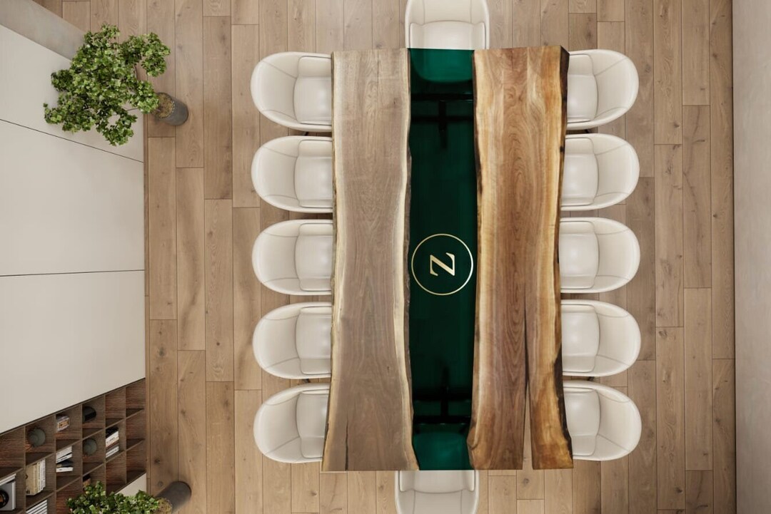 Custom Live Edge Epoxy Conference Table, Personalized Walnut Dining ...