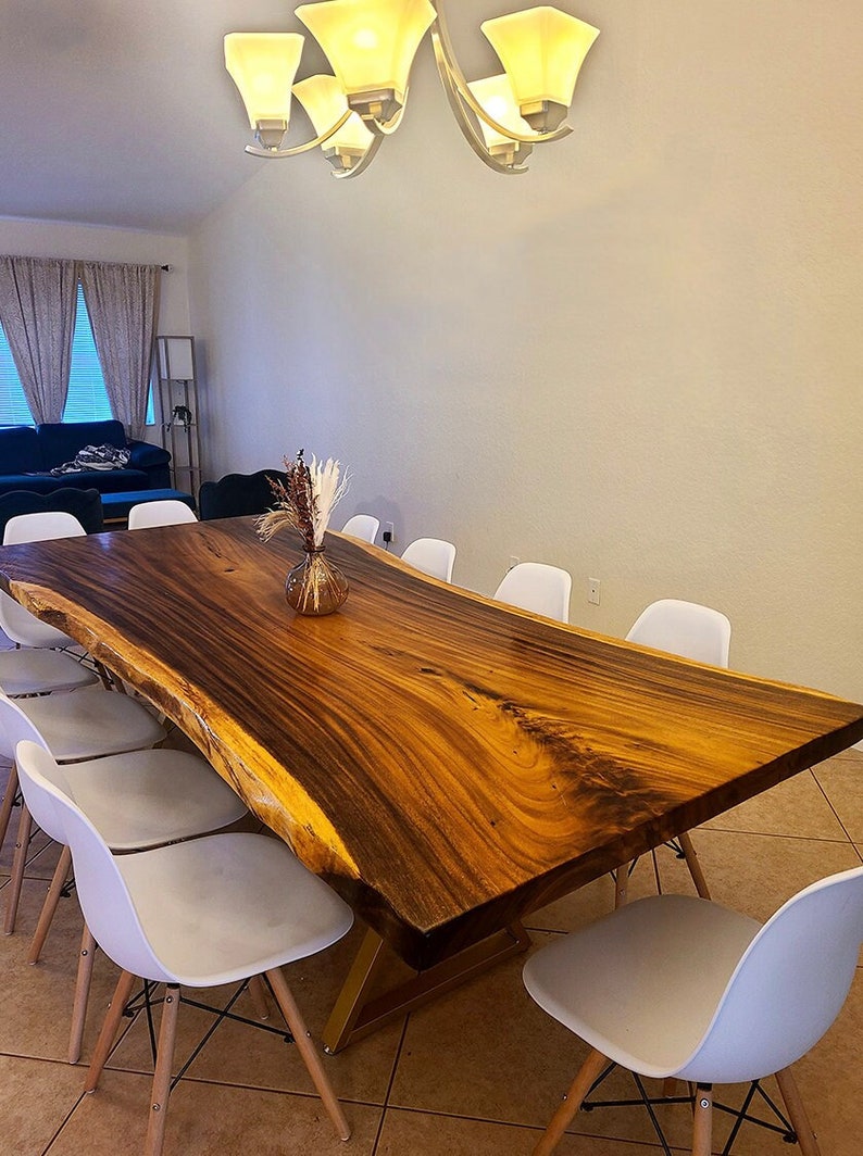 Live Edge Dining Table, Solid Wood, Monkeypod, Modern, Minimalist, Boho. - Etsy