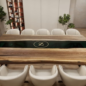 Custom Live Edge Epoxy Conference Table, Personalized Walnut Dining ...