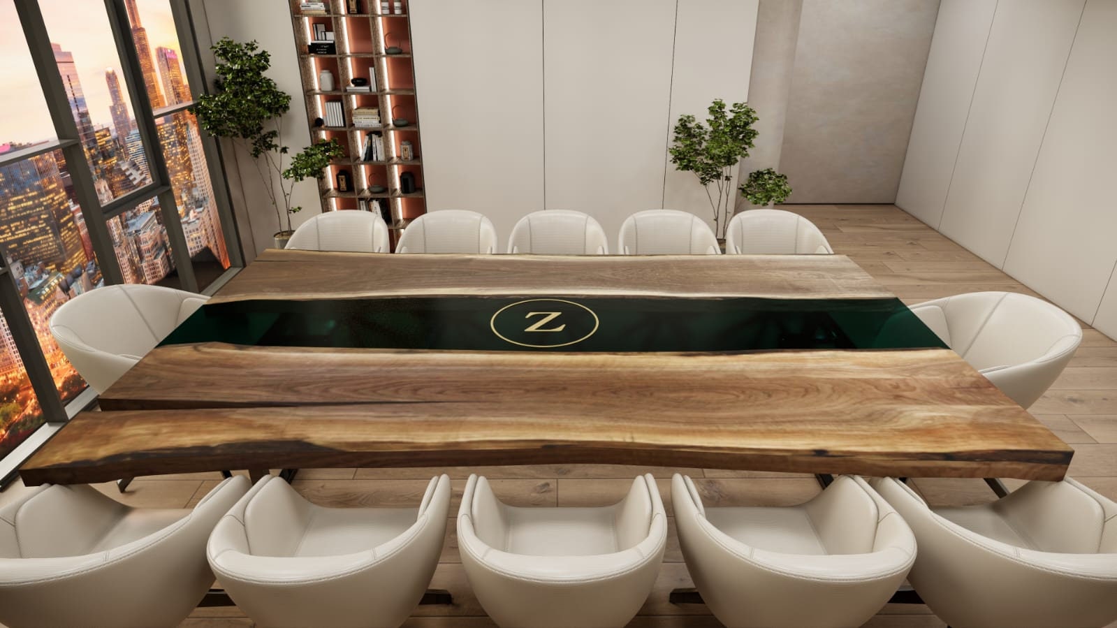 Custom Live Edge Epoxy Conference Table, Personalized Walnut Dining ...