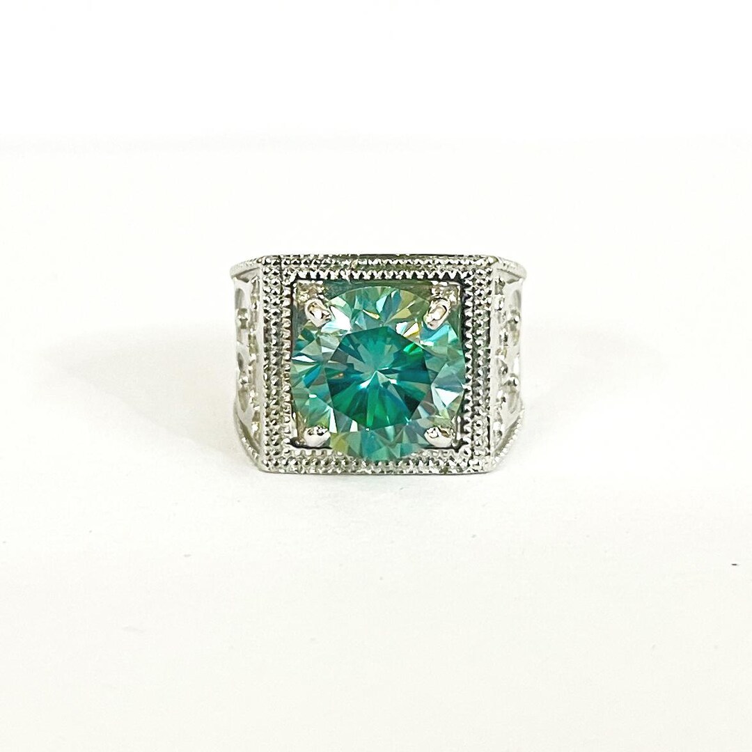 Certified 4 Ct Lab Created Blue Diamond Solitaire Ring 925 Sterling ...
