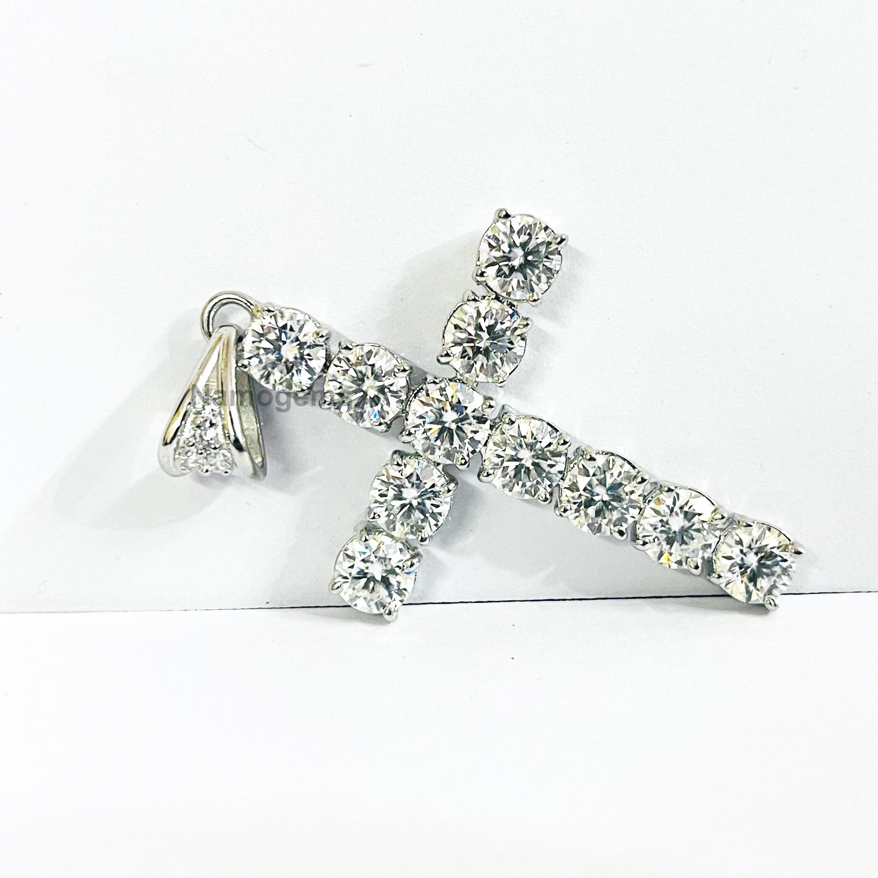 11 Carat Lab Created Diamond Cross Pendant 925 Sterling Silver Chain - Etsy