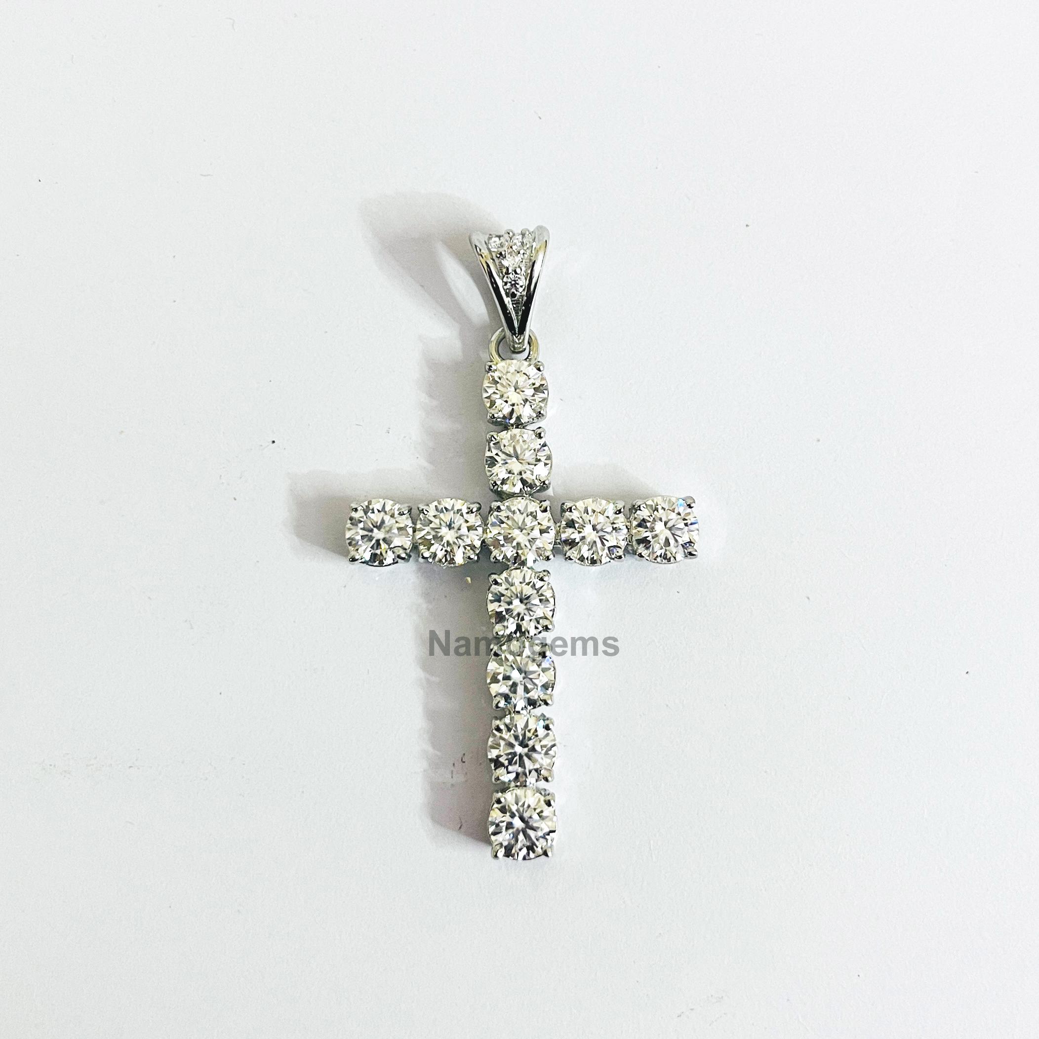 11 Carat Lab Created Diamond Cross Pendant 925 Sterling Silver Chain - Etsy