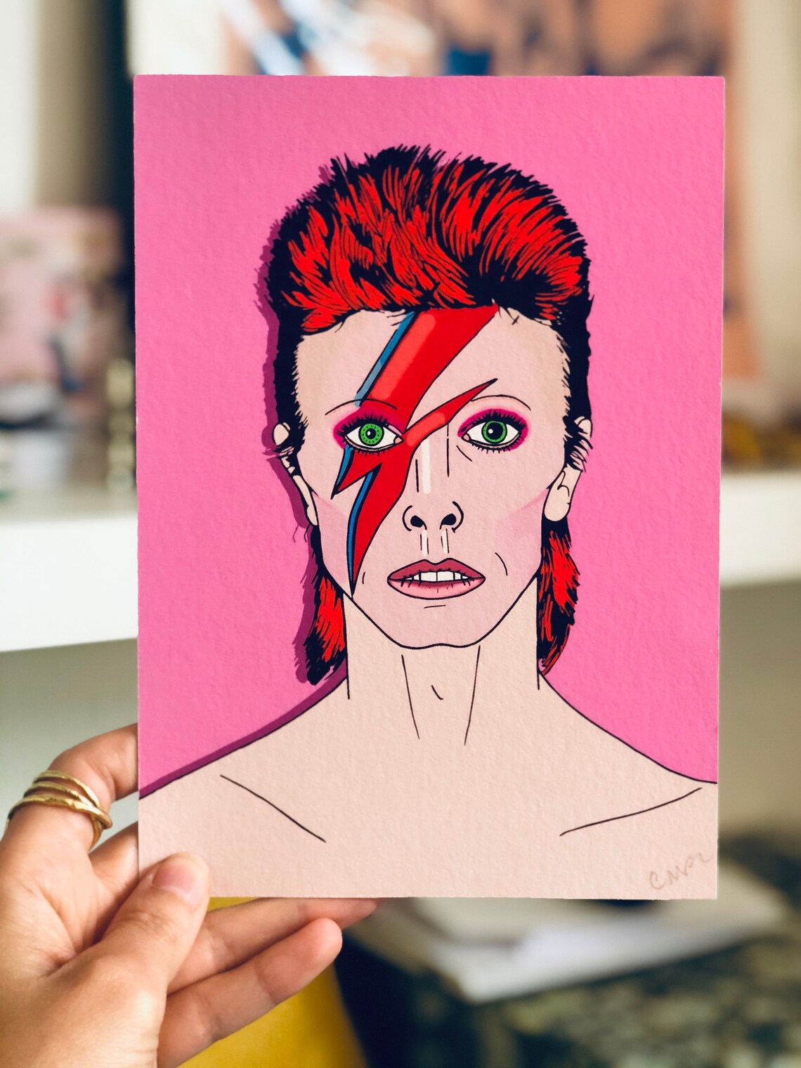 Hand Illustrated Giclee Print, 'ZIGGY STARDUST', Size A5 on Archival ...
