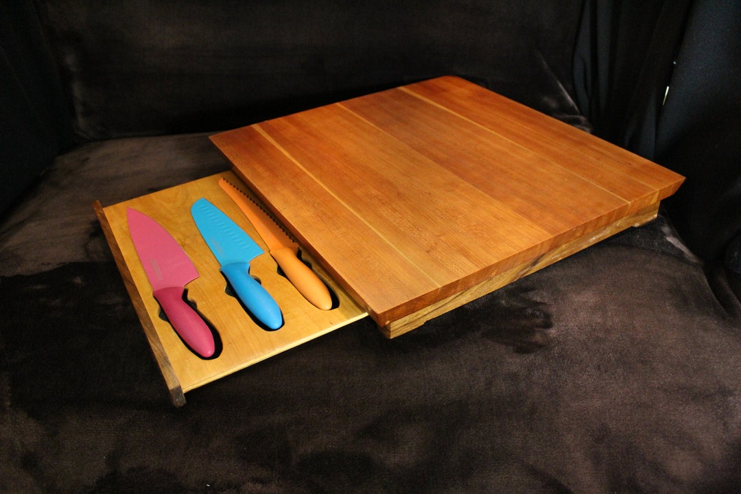 Butcher Block With Hidden Knife Drawer - Etsy