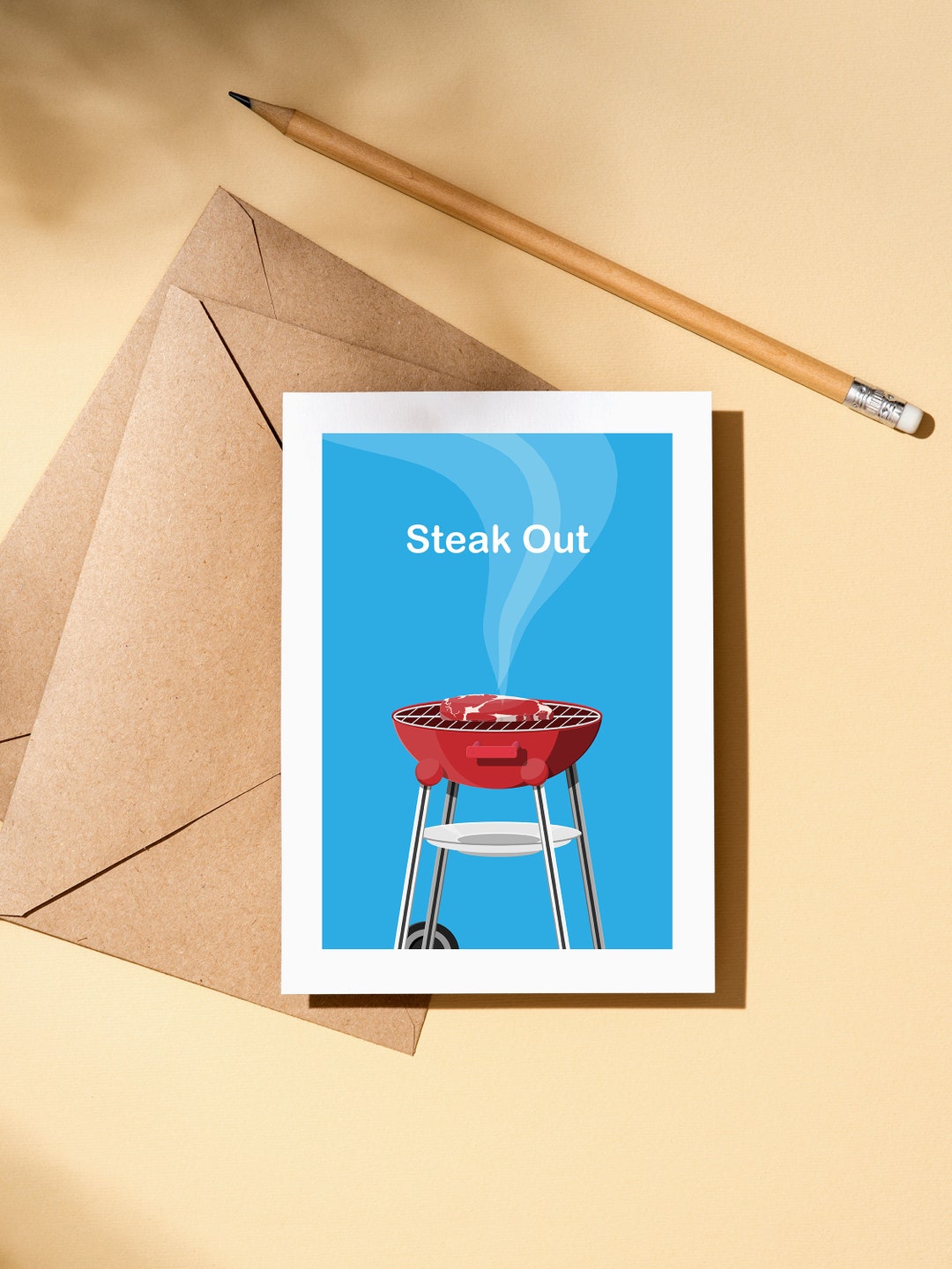 Steak Out A6 Card - Etsy