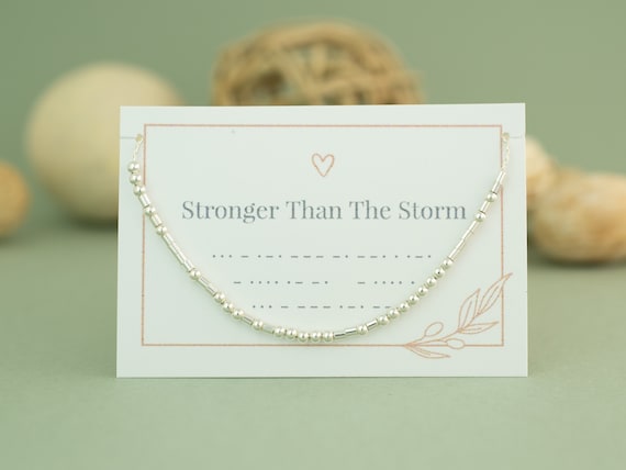 Stronger Than the Storm Morse Code Necklace Recovery Gift | Etsy
