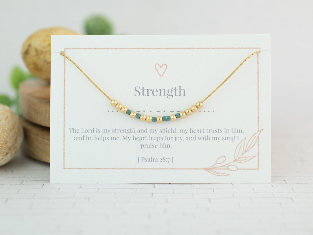 Strength Morse Code Necklace • Awareness Jewelry • the Lord is My Strength • Personalized ...