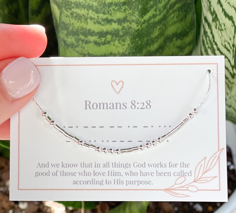 Romans 8:28 Morse Code Necklace Scripture Jewelry christian - Etsy