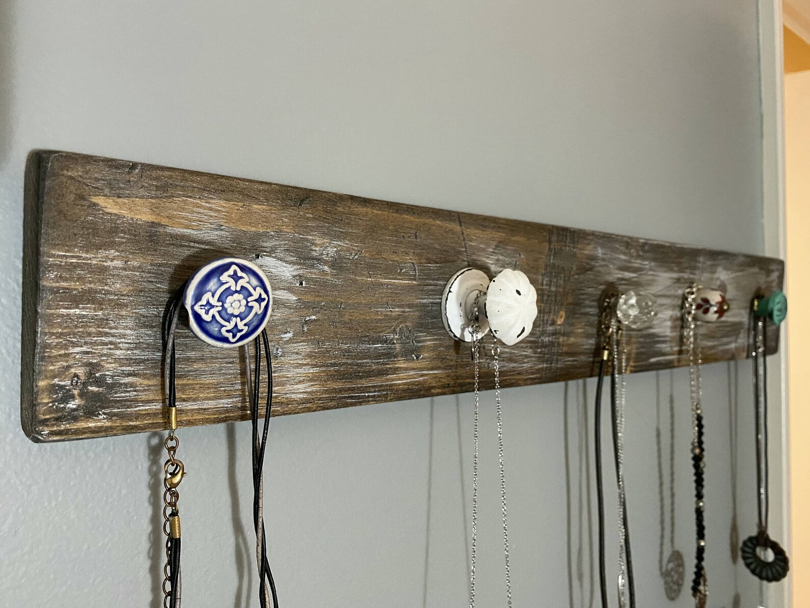 Rustic Wood Wall-mounted Jewelry Organizer Jewelry Display - Etsy
