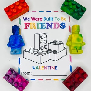 Valentine We Were Built to Be Friends - Block Shaped Crayons With Card ...